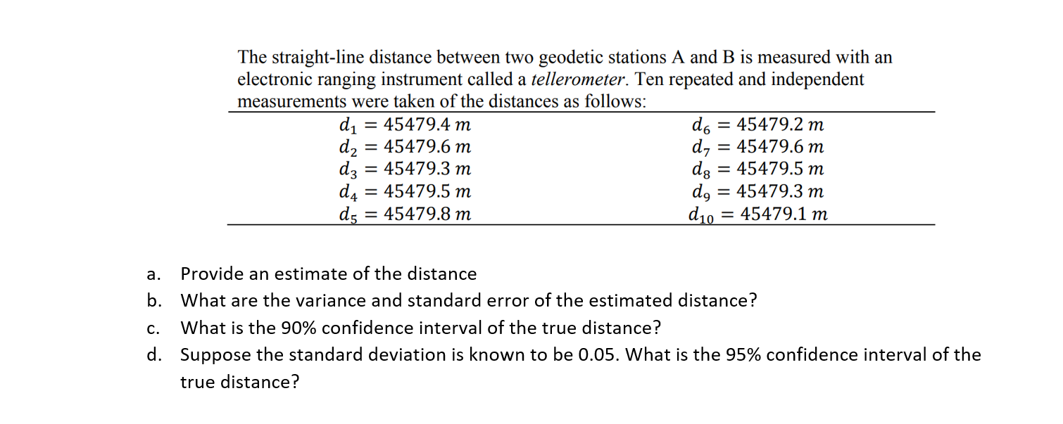 Solved The straight-line distance between two geodetic | Chegg.com