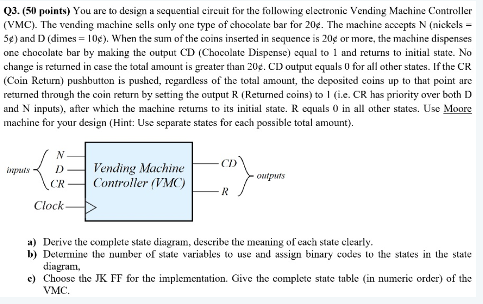 Solved Q3. (50 points) You are to design a sequential | Chegg.com