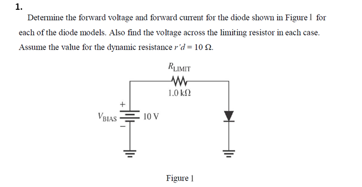 Solved Determine the forward voltage and forward current for | Chegg.com