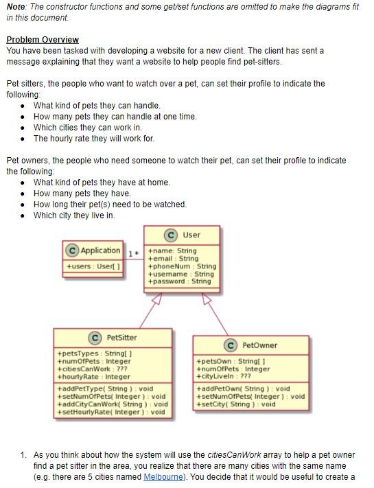 Solved Note: The constructor functions and some get/set | Chegg.com