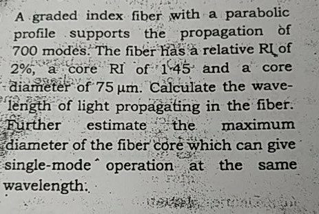 Solved A graded index fiber with a parabolic profile | Chegg.com
