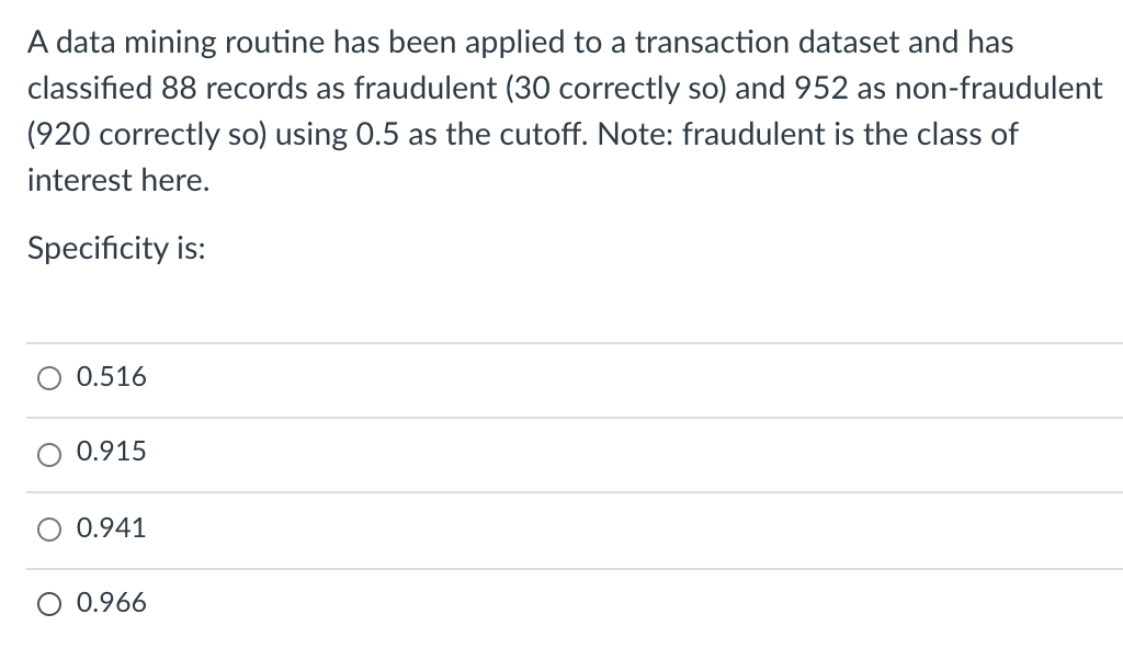 Solved A data mining routine has been applied to a | Chegg.com