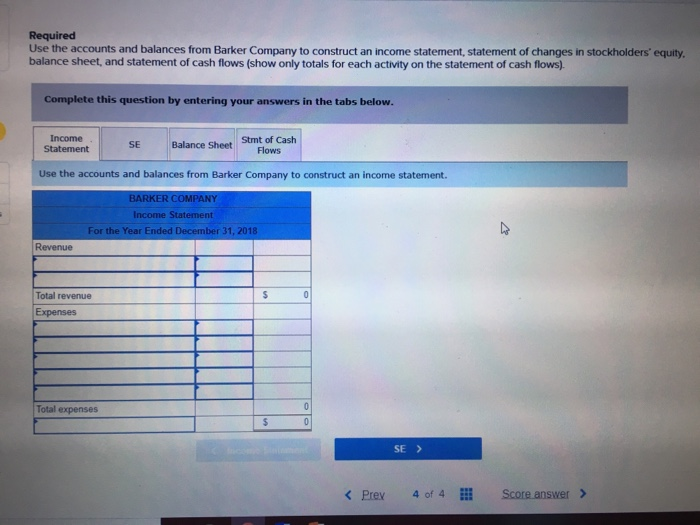 Solved Required Use the accounts and balances from Barker | Chegg.com