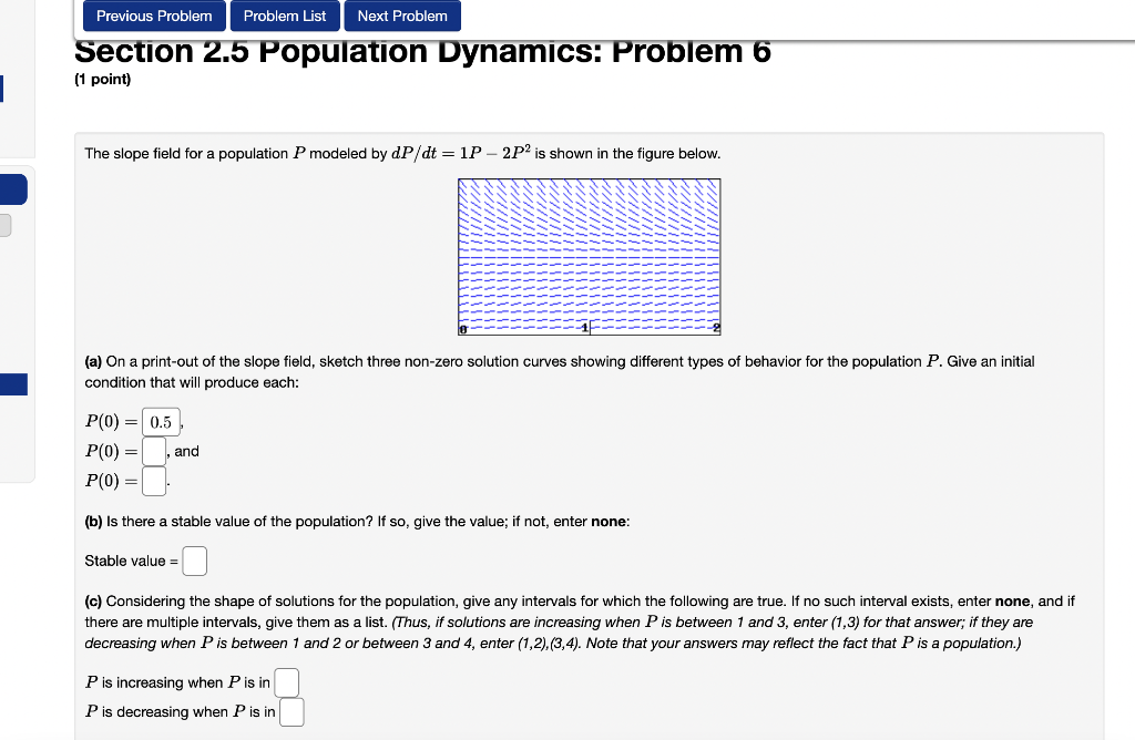 Solved Section 2 5 Population Dynamics Problem 6 1 Point