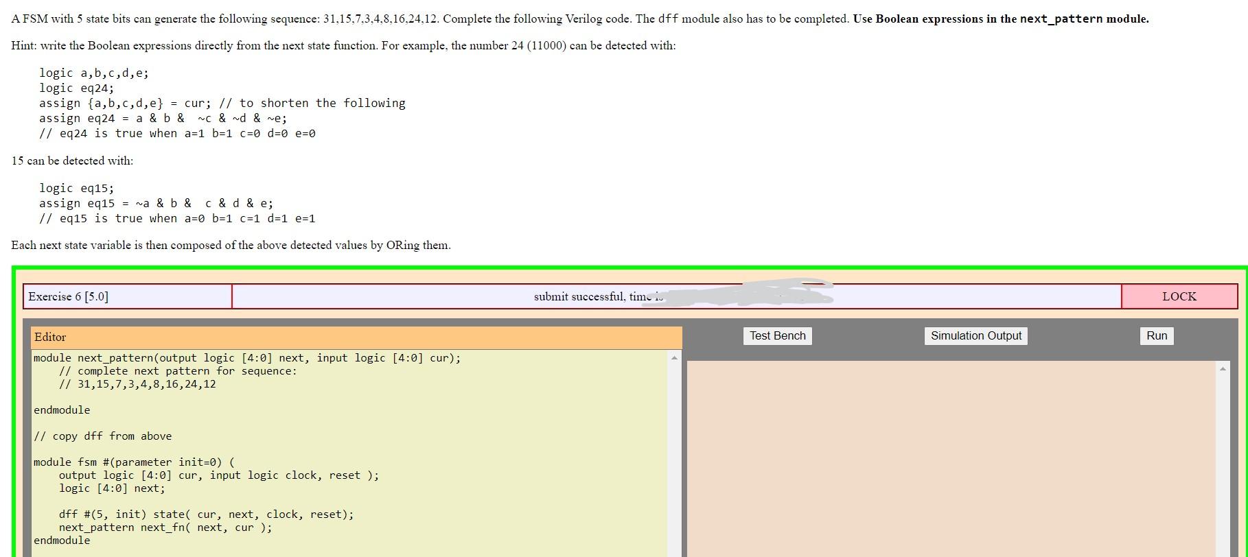 Solved A FSM with 5 state bits can generate the following | Chegg.com