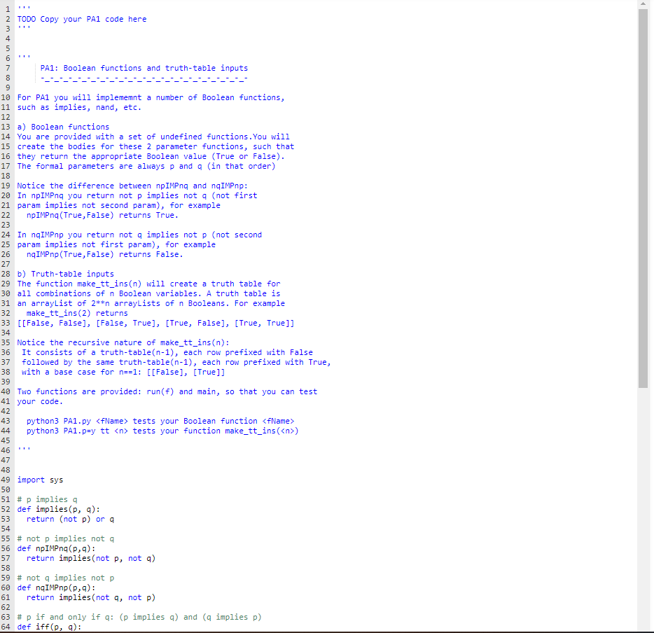 Solved TODO Copy your PA1 code here OU WN PA1: Boolean | Chegg.com