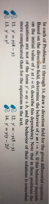 Solved In each of Problems 11 through 14, draw a direction | Chegg.com