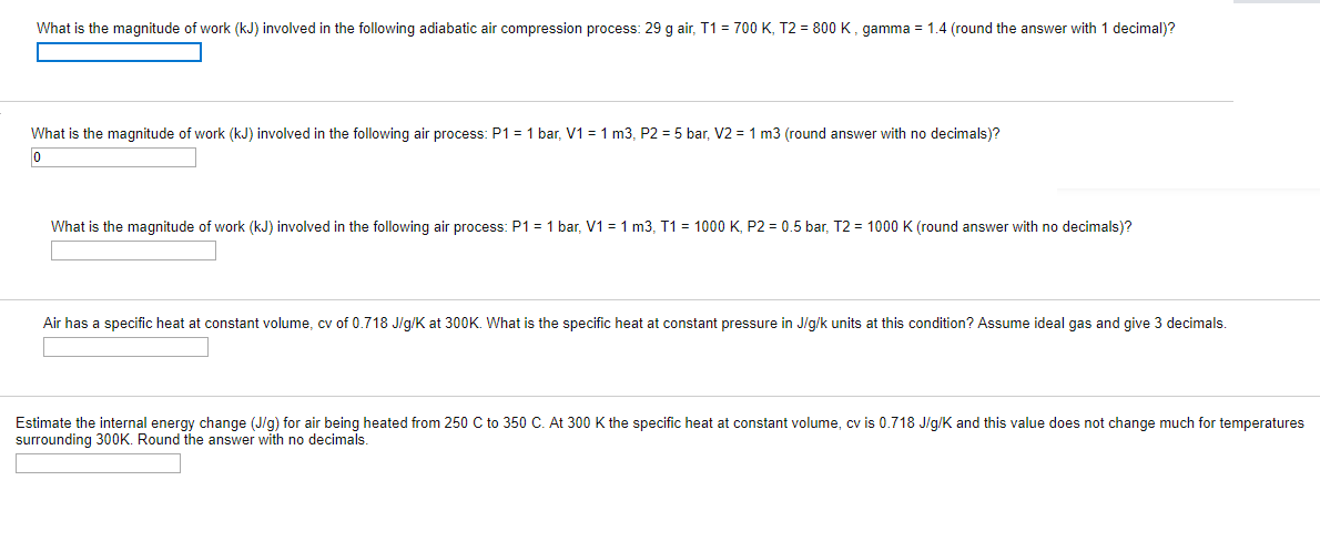 Solved What is the magnitude of work (kJ) involved in the | Chegg.com