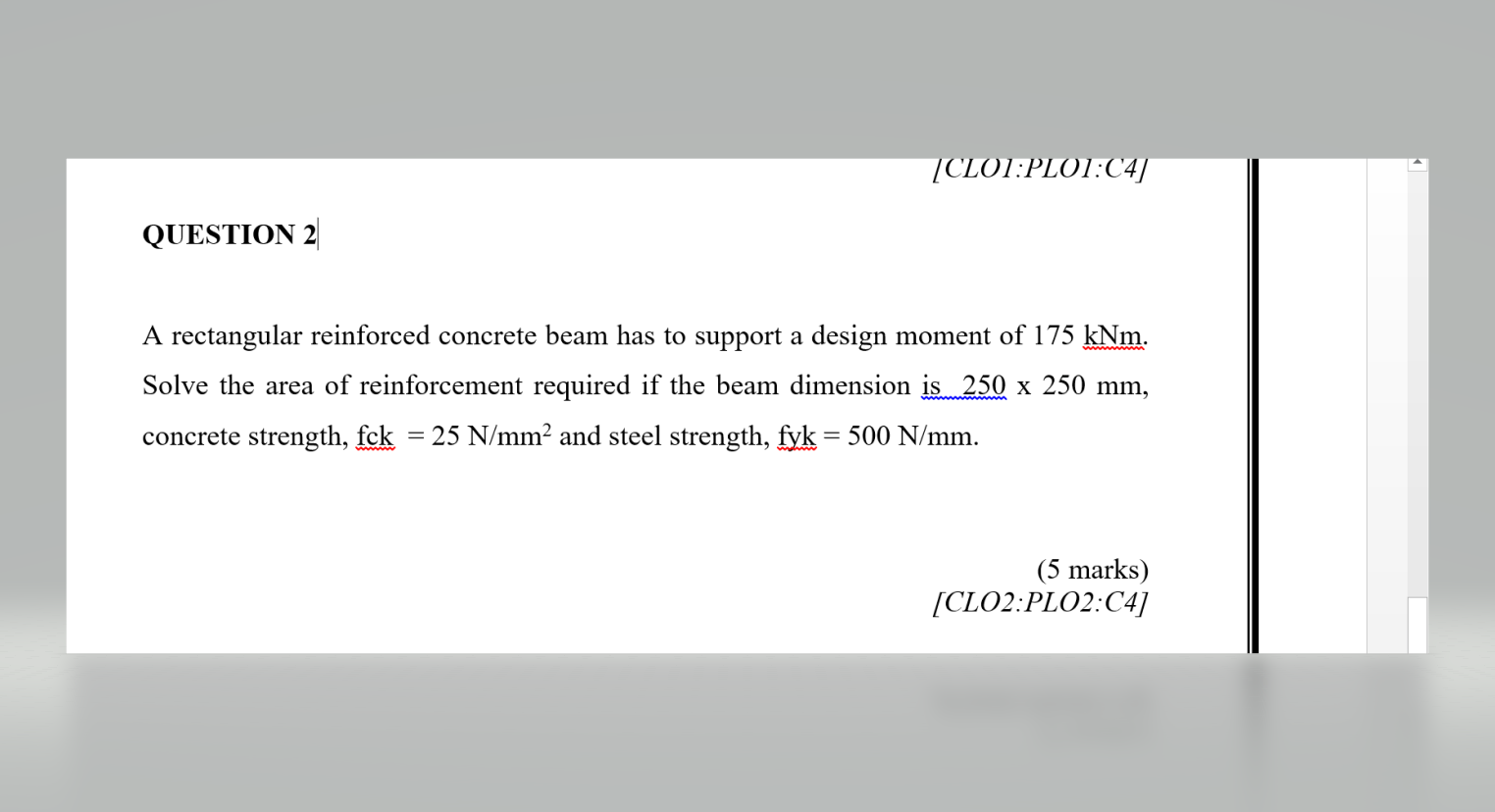 Solved [CLO1:PLOT:C4] QUESTION 2 A rectangular reinforced | Chegg.com