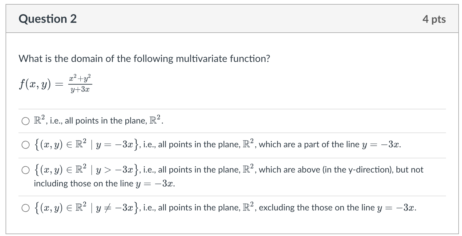 Solved What is the domain of the following multivariate | Chegg.com