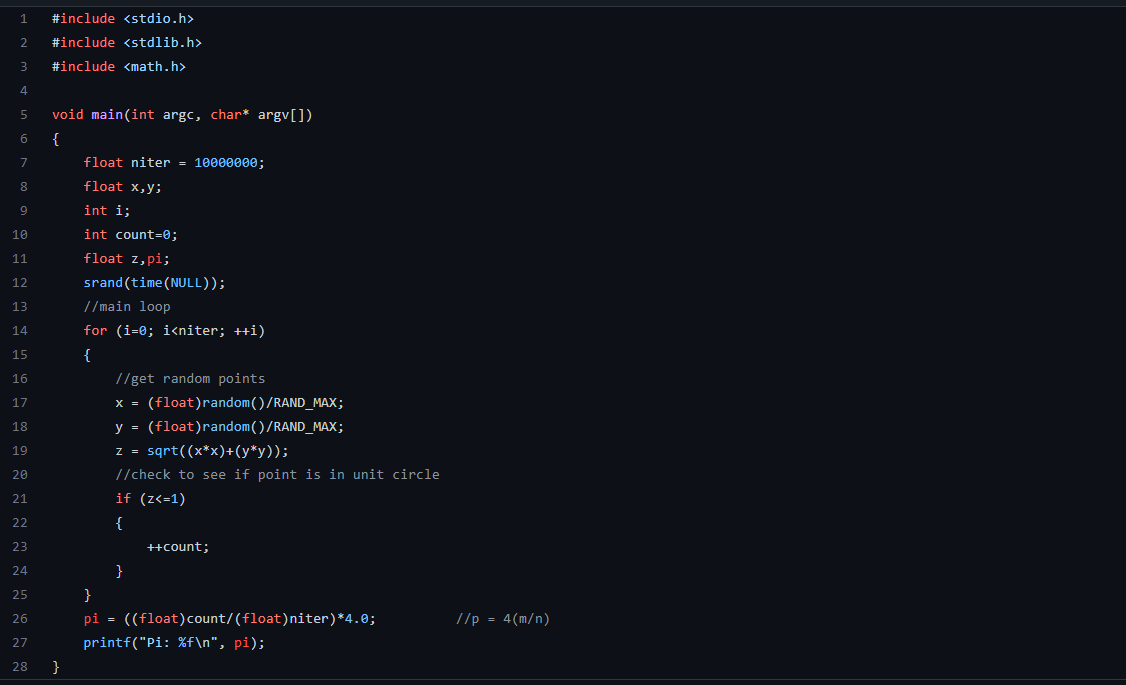 Solved Create a file called pi.c based on serial_pi.c. The | Chegg.com