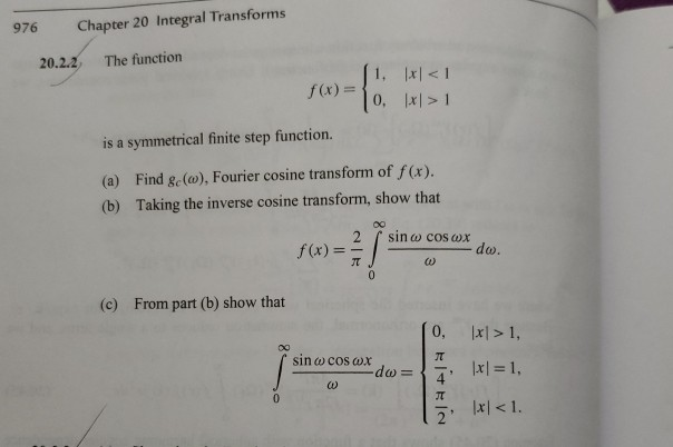 Solved 976 Chapter 20 Integral Transforms 20.2.2 The | Chegg.com
