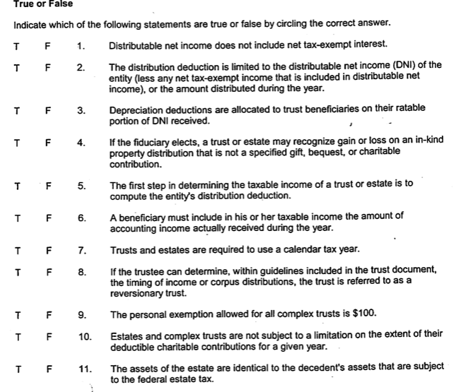Solved True or False Indicate which of the following | Chegg.com
