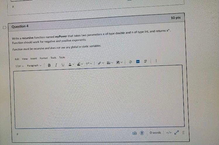 Solved P 10 pts Question 4 Write a recursive function named | Chegg.com