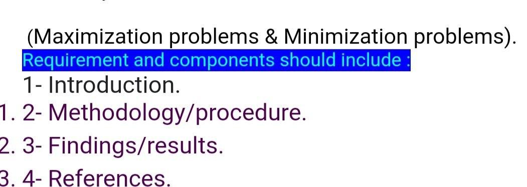 Solved (Maximization problems & Minimization problems). | Chegg.com