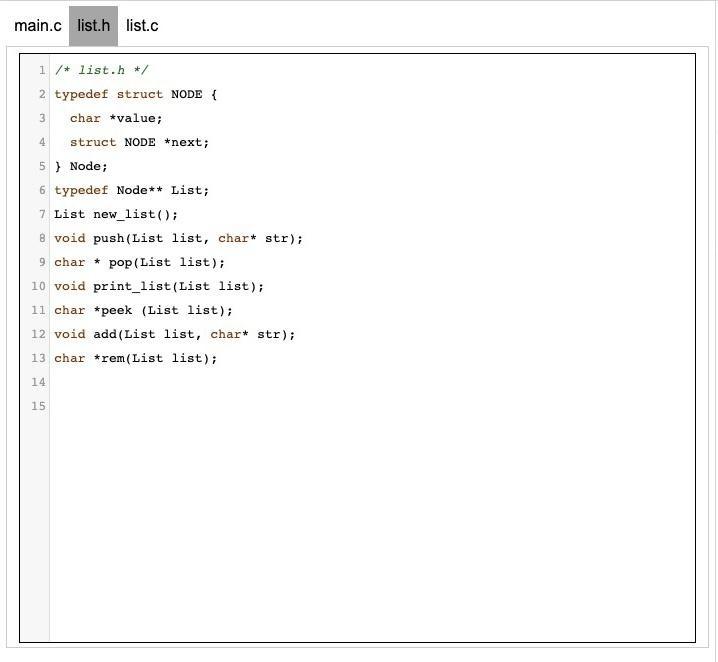 Implement a Linked List in C. This is part 10 in a | Chegg.com