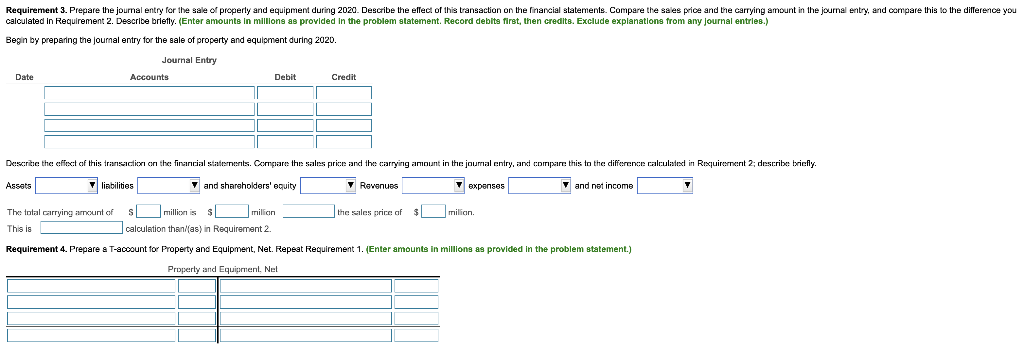 Solved Property and equipment dataRequirements 1. T-accounts | Chegg.com
