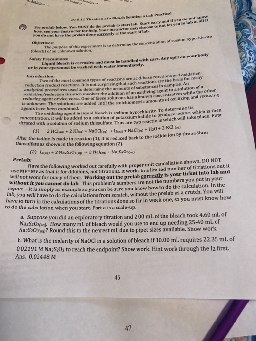 Solved I Need Help With The Calculations In The Prelab Part Chegg
