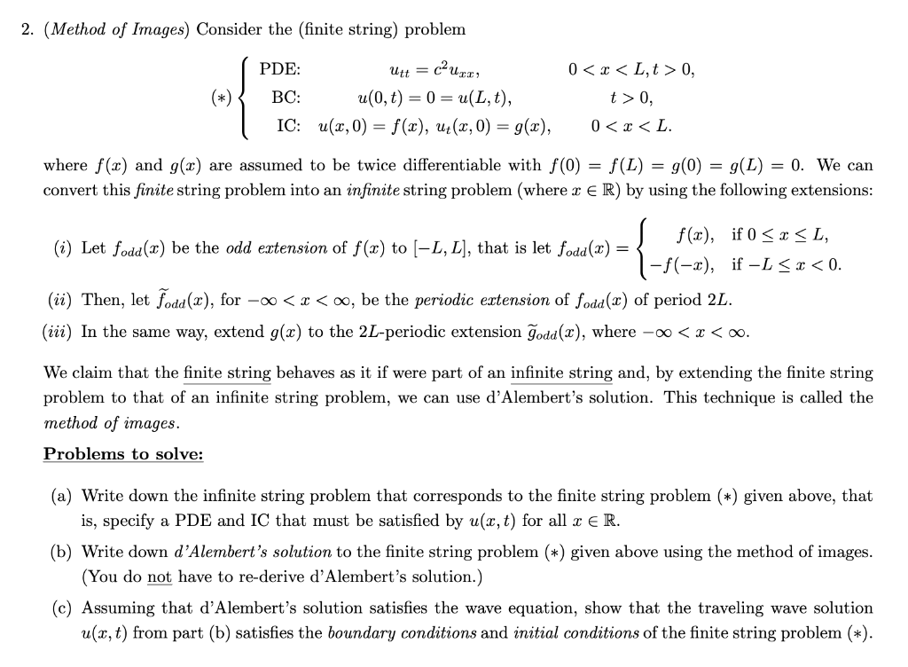 2. (Method of Images) Consider the (finite string) | Chegg.com