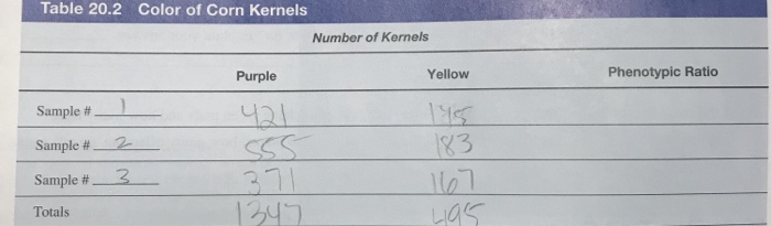 Solved Table 20.2 Color of Corn Kernels Number of Kernels | Chegg.com