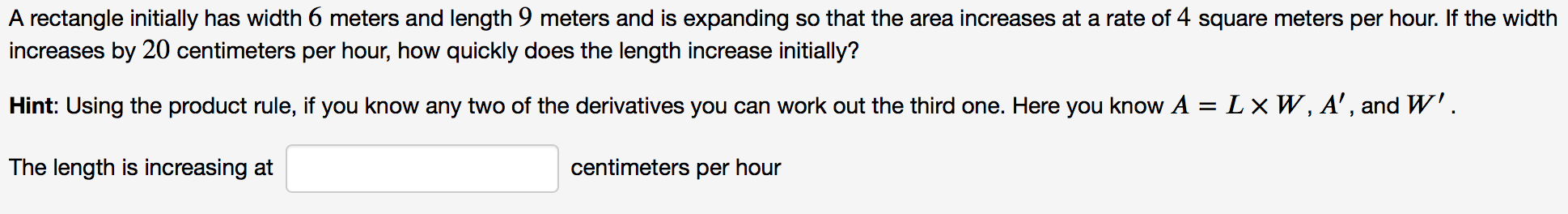 Solved A rectangle initially has width 6 meters and length 9 | Chegg.com