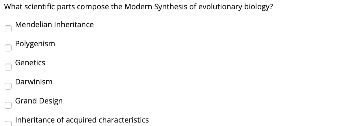 Solved What scientific parts compose the Modern Synthesis of | Chegg.com