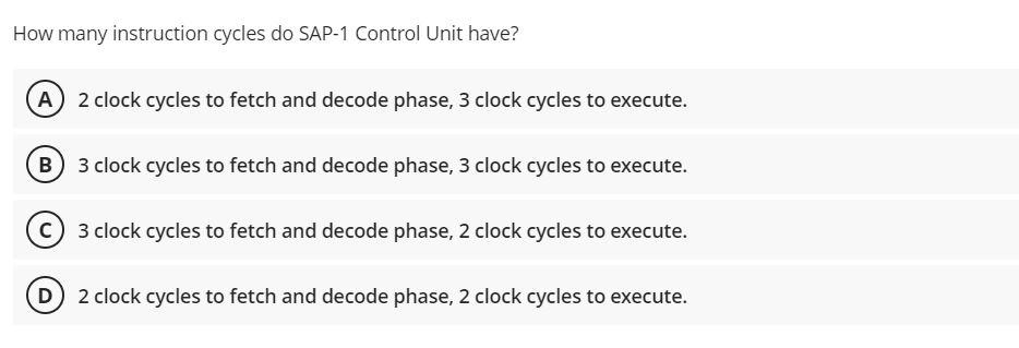 Solved How many instruction cycles do SAP-1 Control Unit | Chegg.com