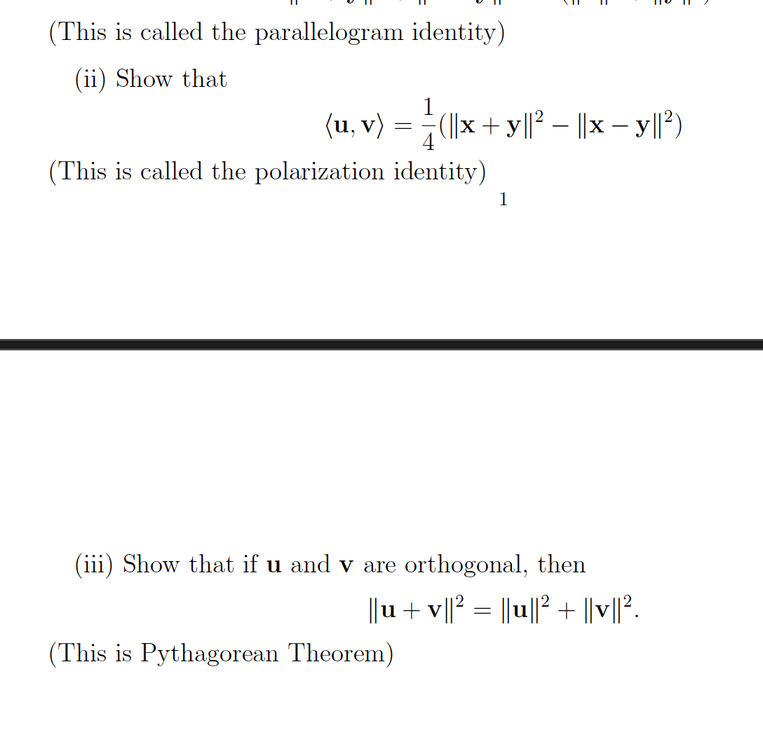 Solved (This is called the parallelogram identity) (ii) Show | Chegg.com