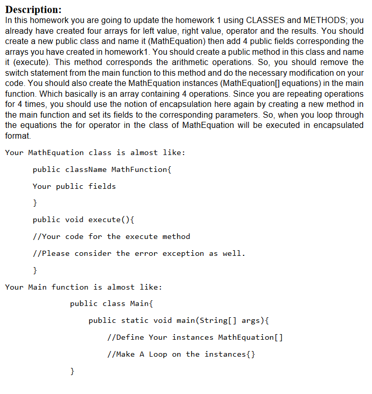 Solved Description: In this homework you are going to update | Chegg.com