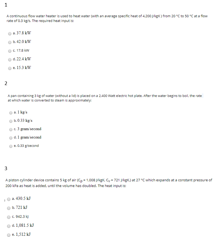 Solved A continuous flow water heater is used to heat water | Chegg.com