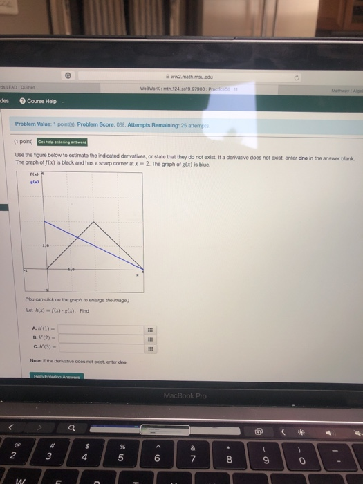Solved : ww2.math.msu.edu WaBWork: mth 124 ss19 97900 des | Chegg.com
