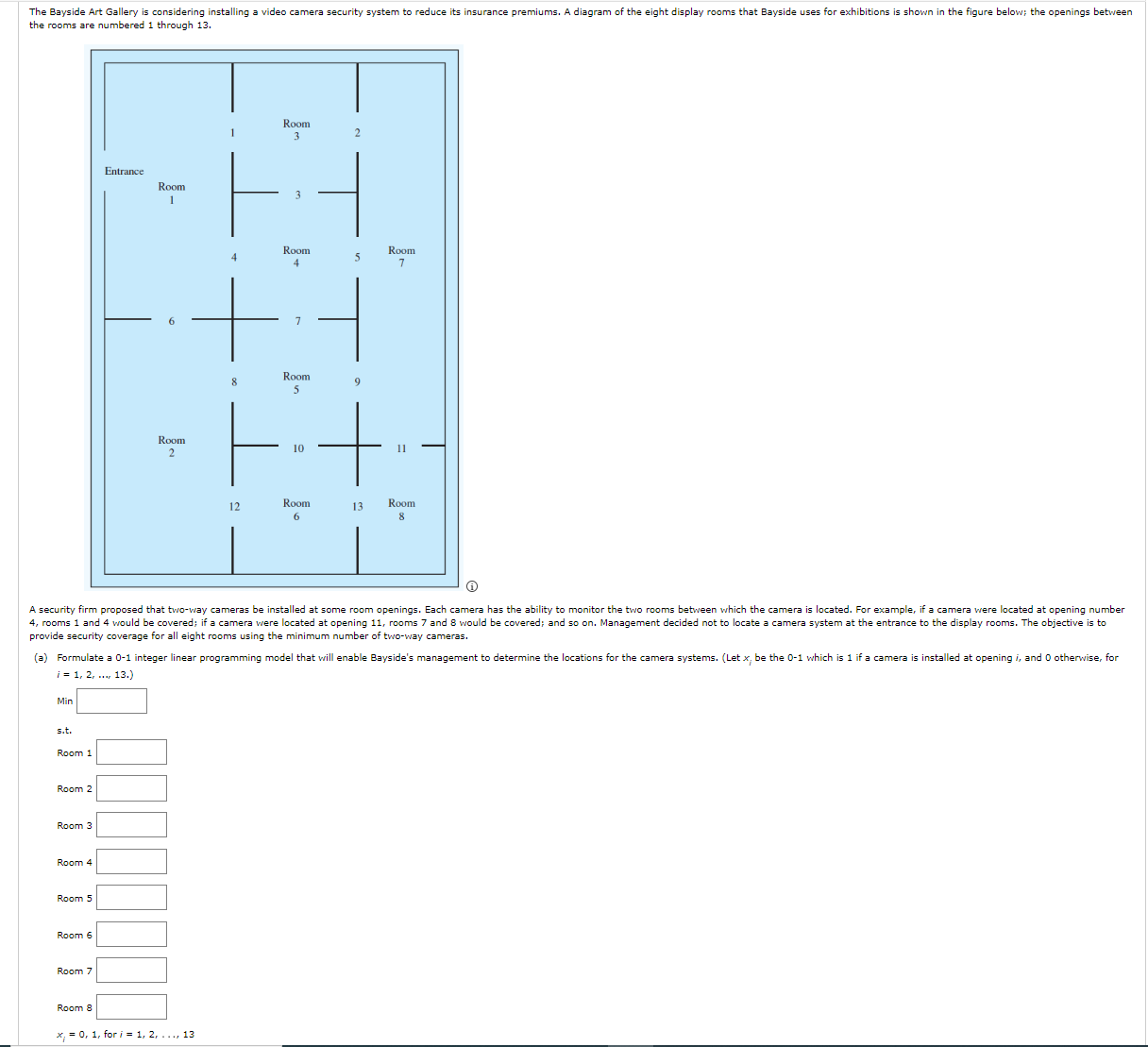 provide security coverage for all eight rooms using | Chegg.com