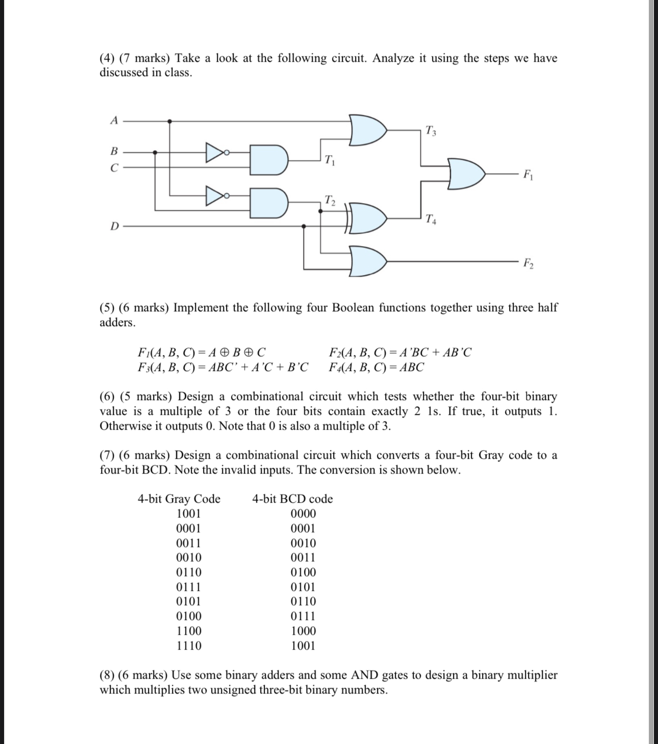 PLEASE GIVE THE CORRECT CIRCUIT, K-MAPS AND TRUTH | Chegg.com