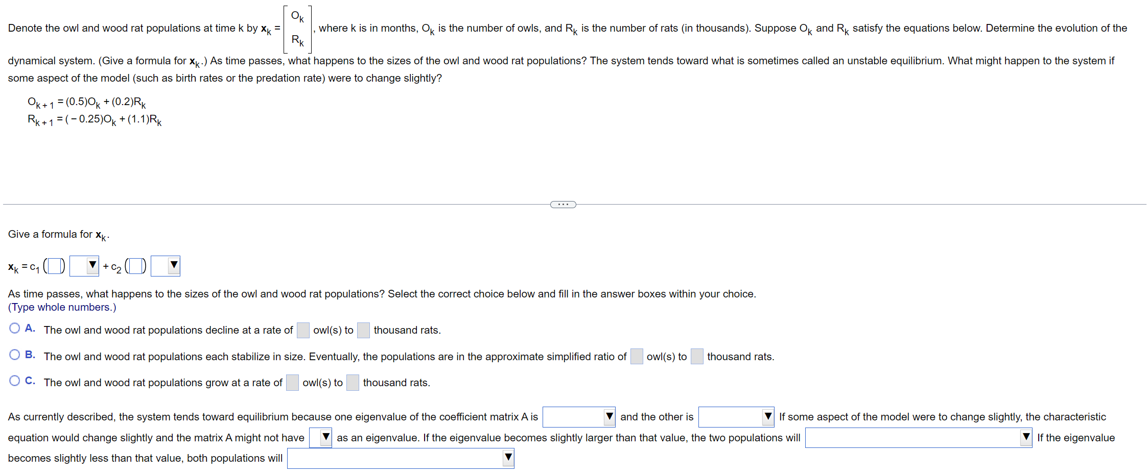 Solved some aspect of the model (such as birth rates or the | Chegg.com