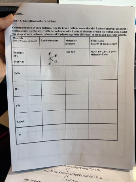 ART A: Exeeptions to the Octet Rale Construct models | Chegg.com