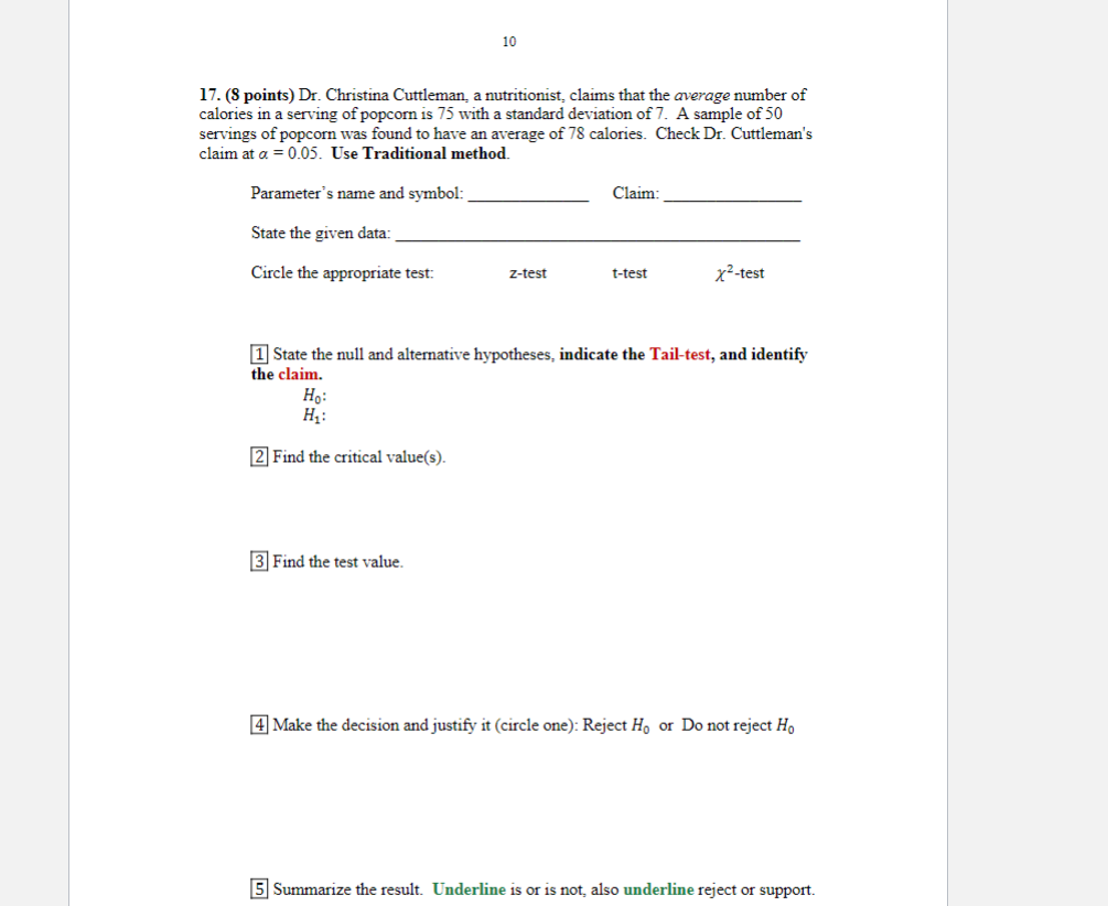 Solved 7. (8 points) Dr. Christina Cuttleman, a | Chegg.com