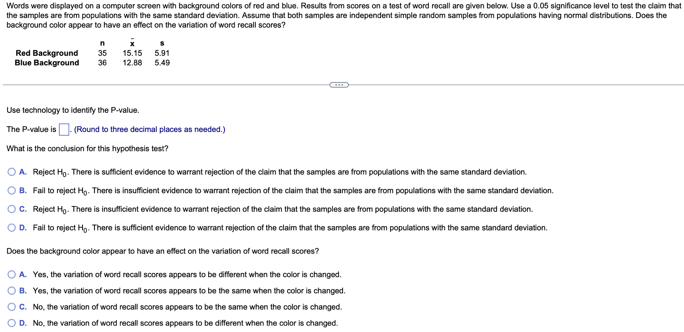 Solved Words were displayed on a computer screen with | Chegg.com
