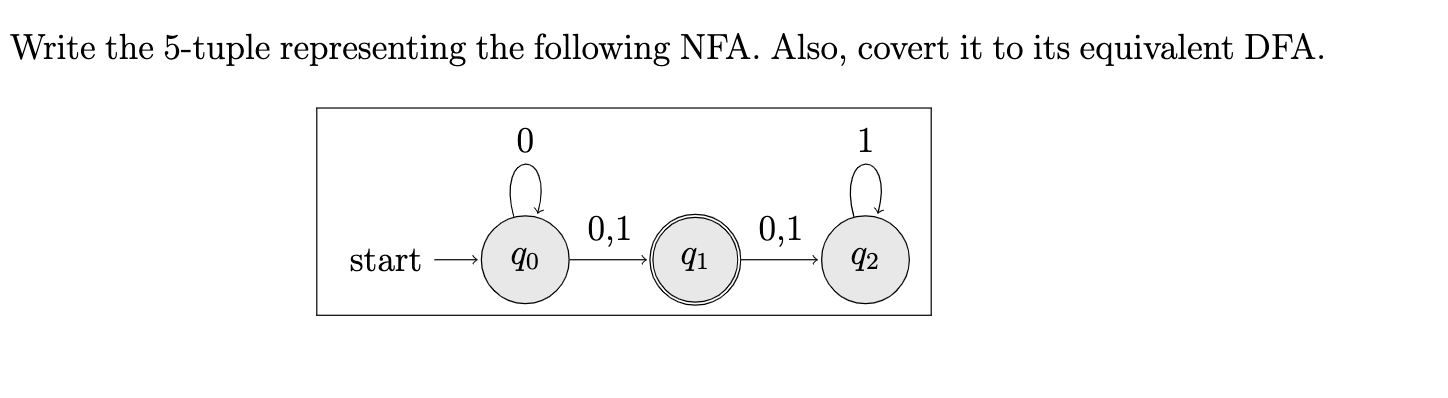Solved Write the 5-tuple representing the following NFA. | Chegg.com