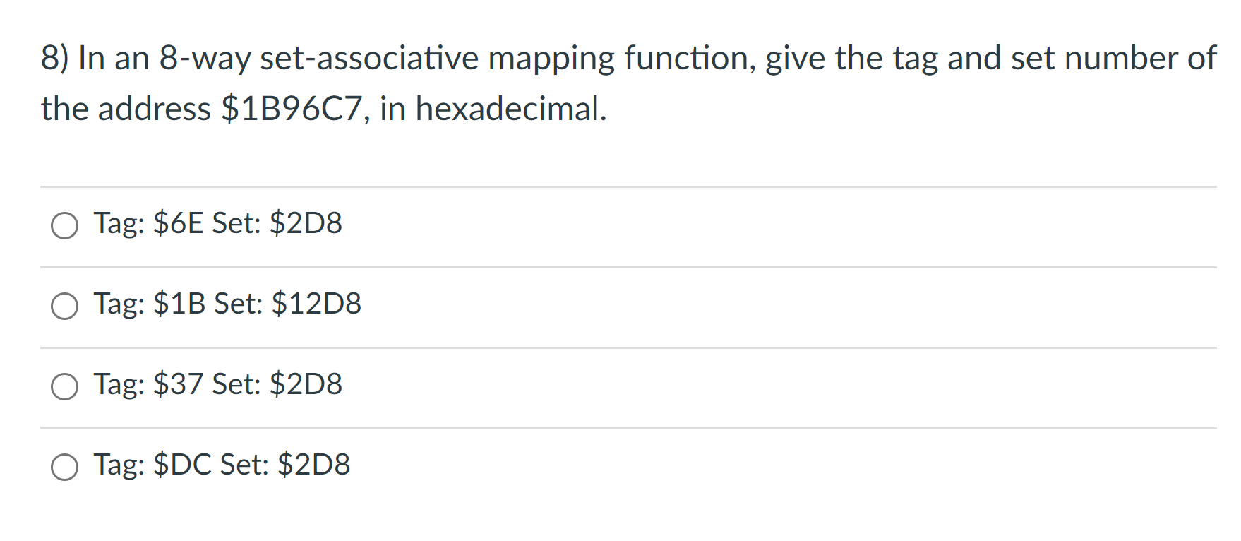 Solved 5 In A 4 Way Set Associative Mapping Function