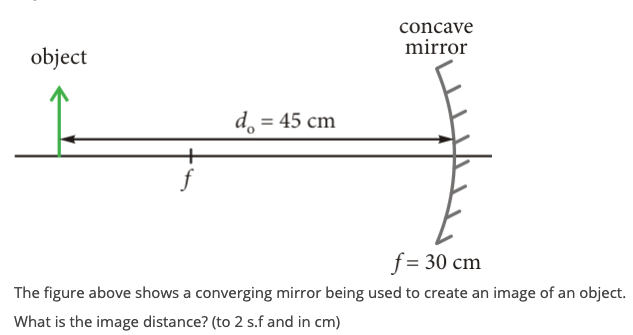 Solved concave mirror object d 45 cm 0 f-30 cm The figure | Chegg.com