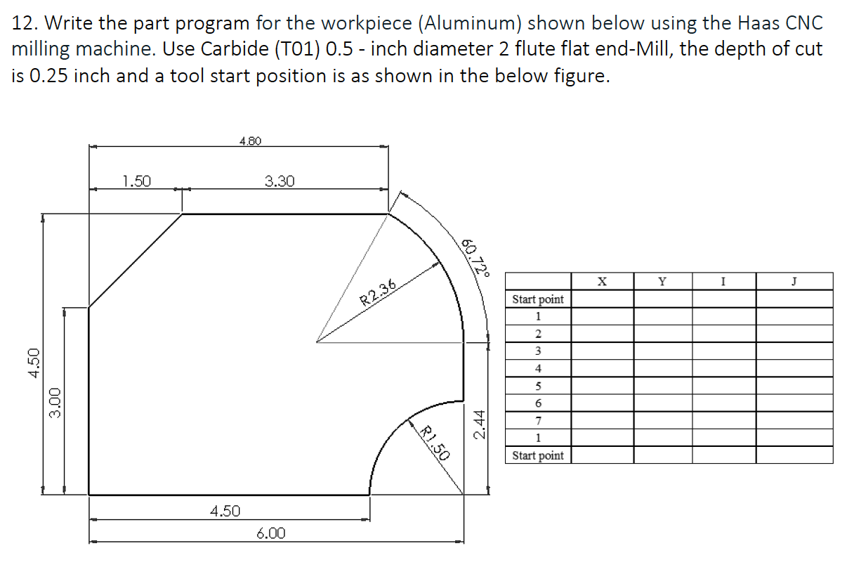Solved 12. Write the part program for the workpiece | Chegg.com