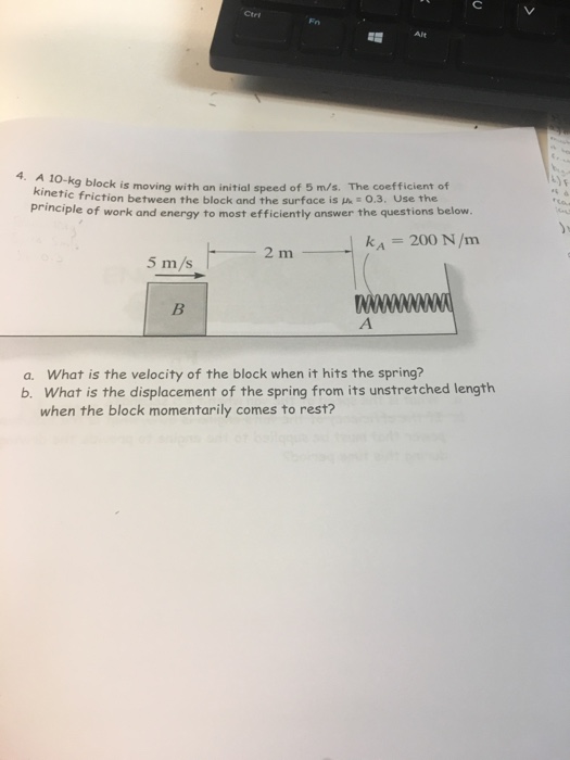 Solved A 10-kg block is moving with an initial speed of 5 | Chegg.com