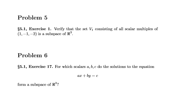 Solved Problem 5 $5.1, Exercise 1. Verify that the set V1 | Chegg.com