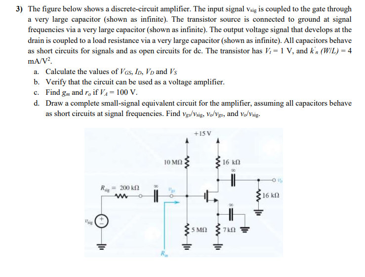 Solved 3) The figure below shows a discrete-circuit | Chegg.com