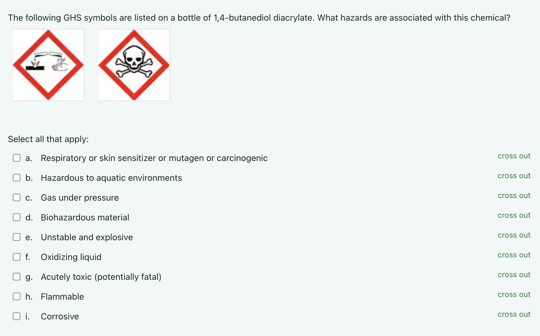 Solved The following GHS symbols are listed on a bottle of | Chegg.com