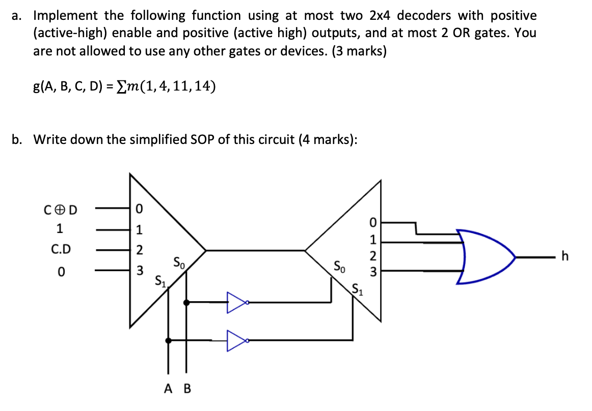 Solved a. Implement the following function using at most two | Chegg.com