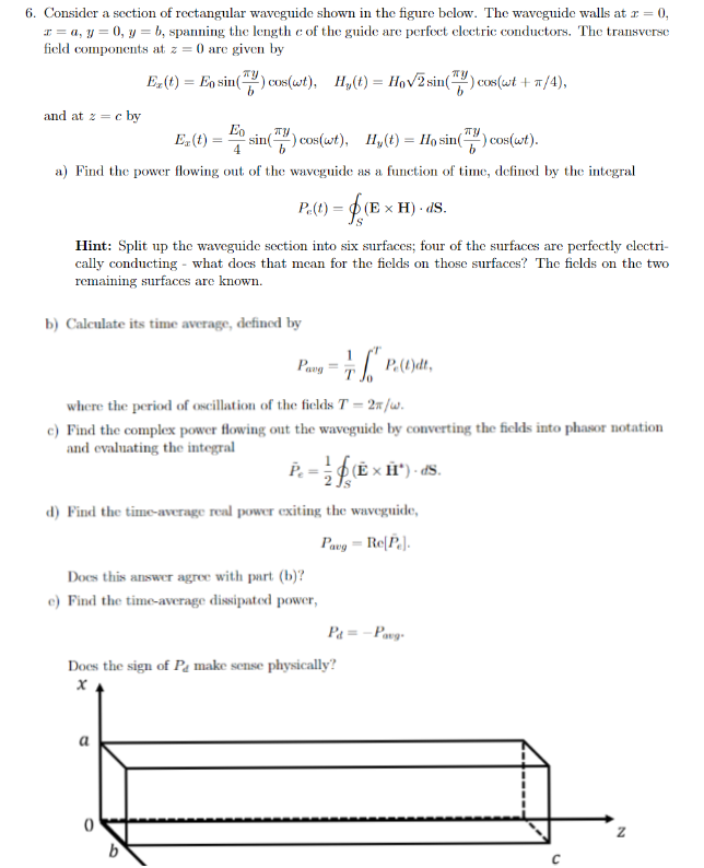 b 6. Consider a section of rectangular waveguide | Chegg.com