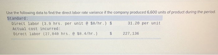 Solved Use the following data to find the direct labor rate | Chegg.com