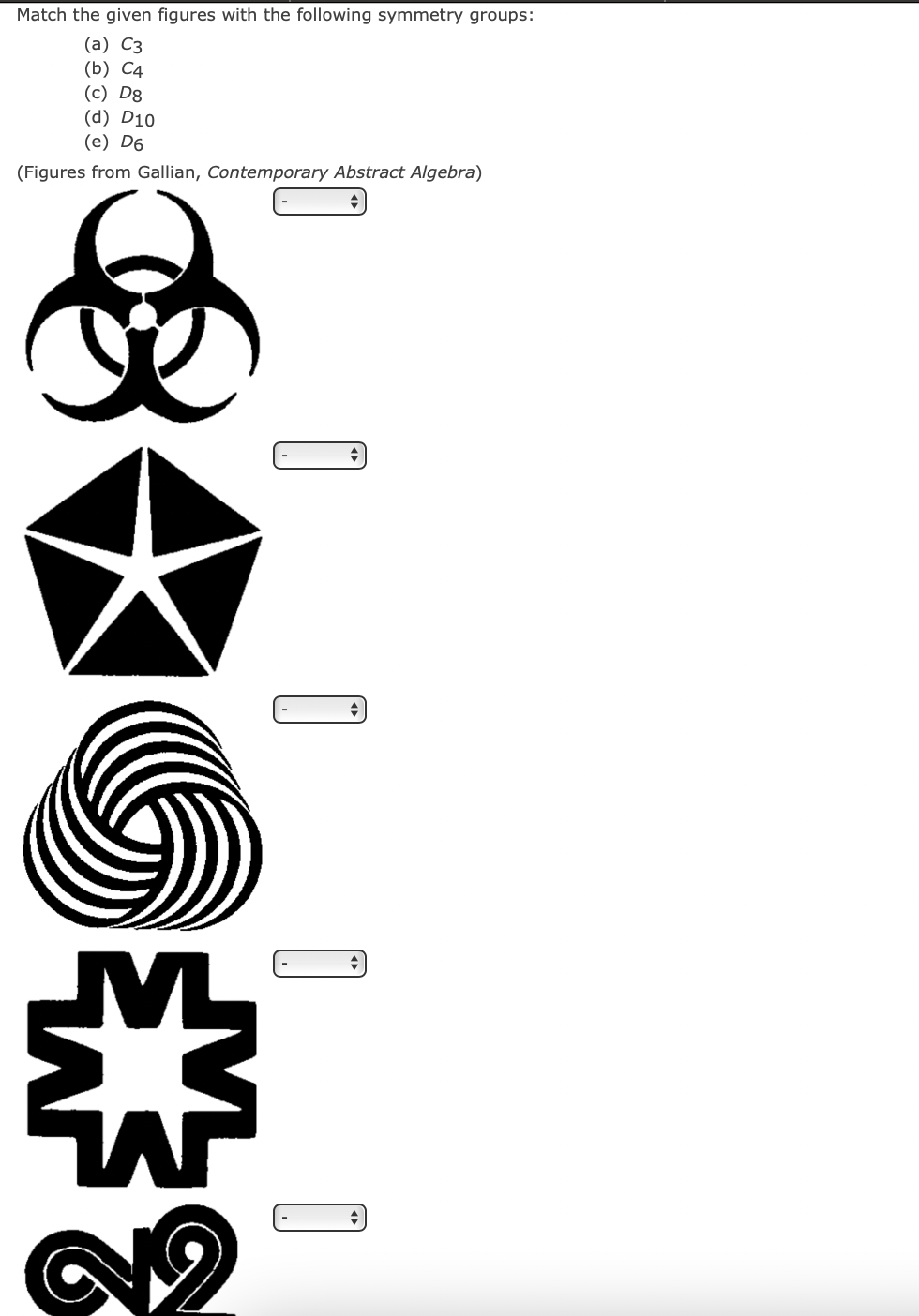 Solved Match the given figures with the following symmetry | Chegg.com