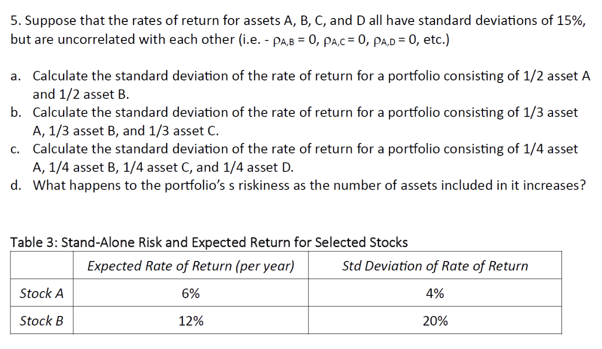 Solved 5. Suppose that the rates of return for assets A,B,C, | Chegg.com